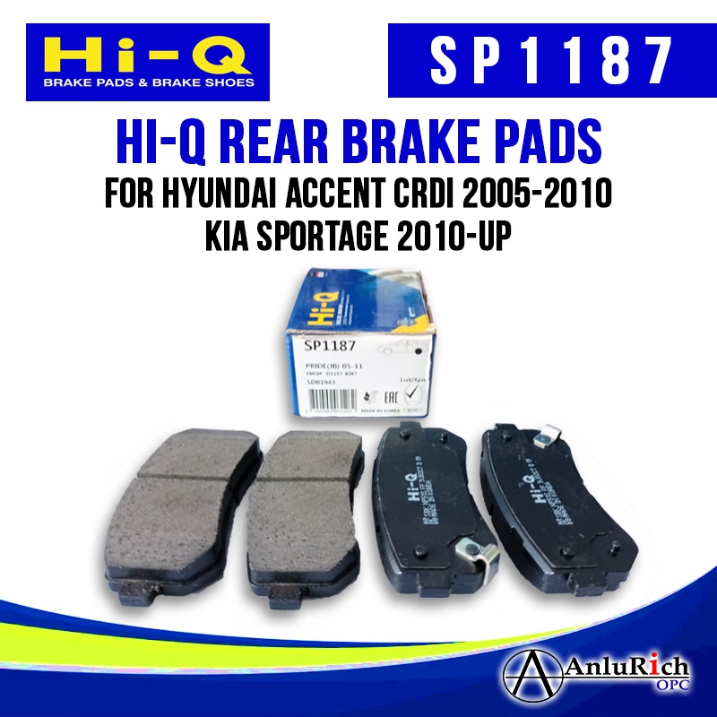 Hi-Q REAR BRAKE PADS for HYUNDAI ACCENT CRDI 2005-2010 KIA SPORTAGE ...