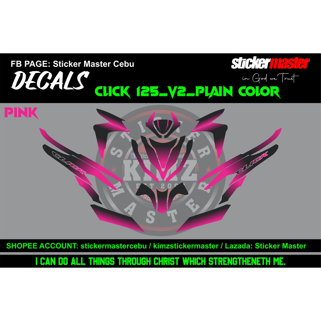 CLICK 125 V2 FULL DECALS PINK | Shopee Philippines