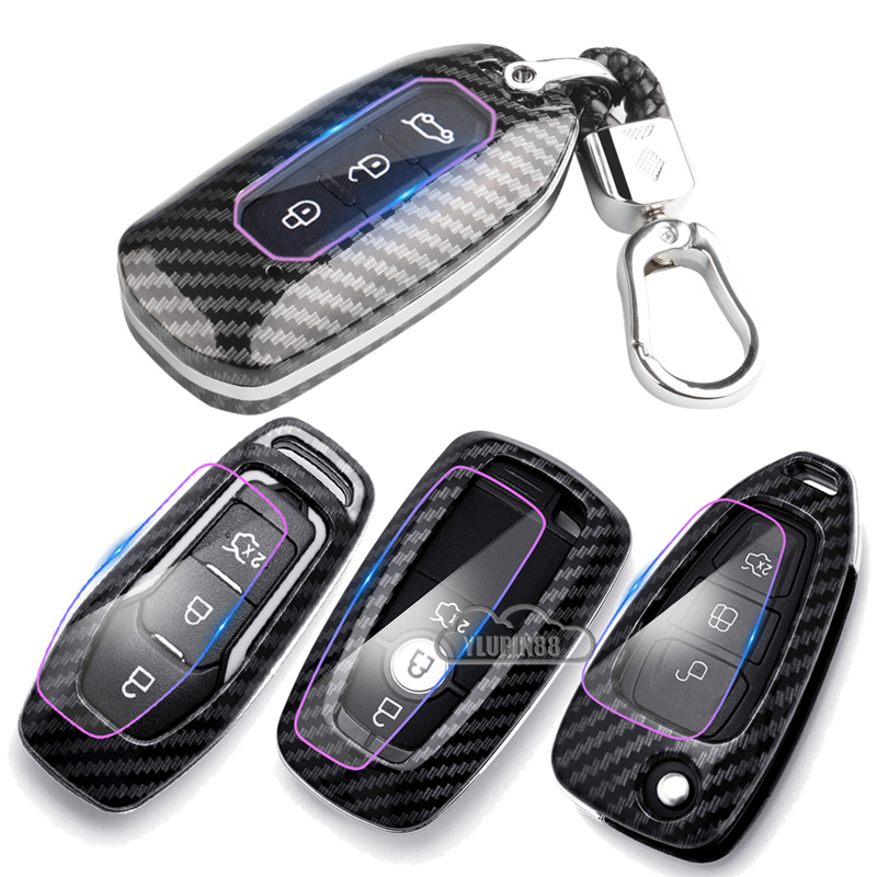 Car Key Shell Case Cover Carbon Fibre Auto Smart Key Remote Keychain ...