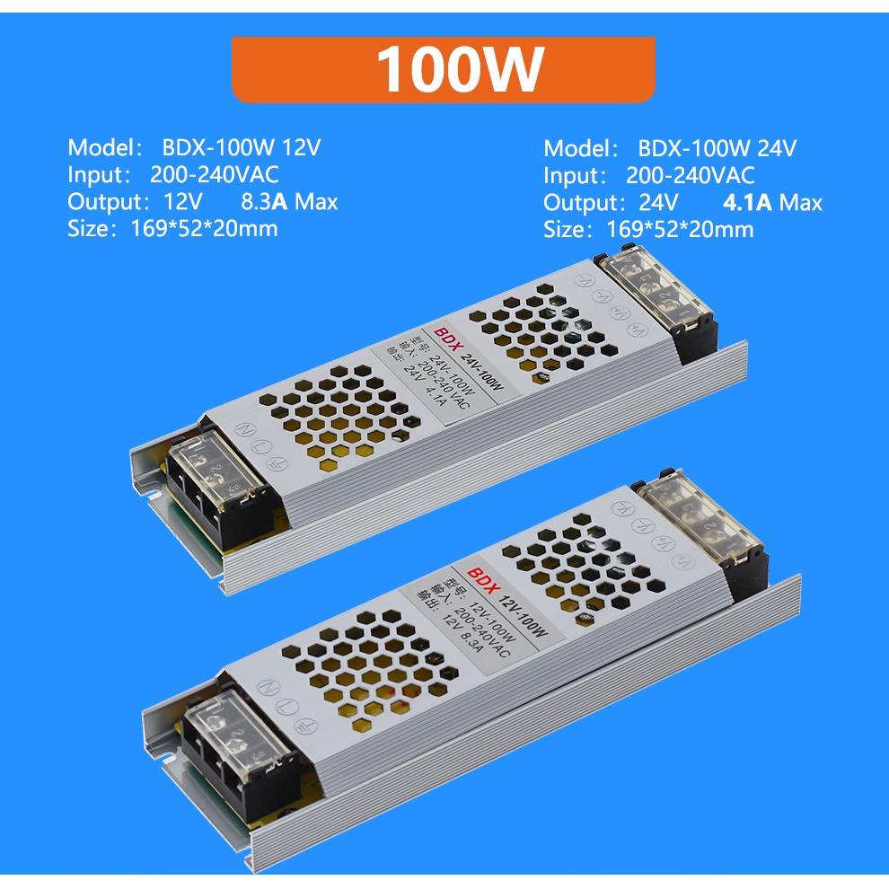 IN Stock Ultra Thin Power Supply Led Driver DC12V DC24V 60W 100W 150W 200W 300W 400W Lighting ...