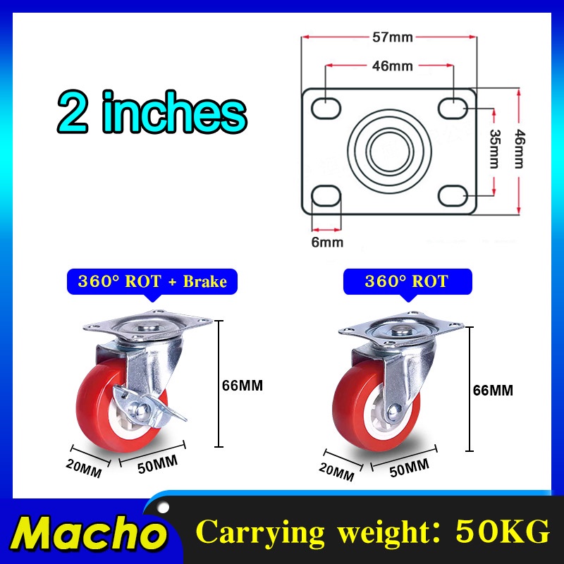 caster wheel heavy duty TPU wheel push cart wheel 2/3/4/5 inches ...