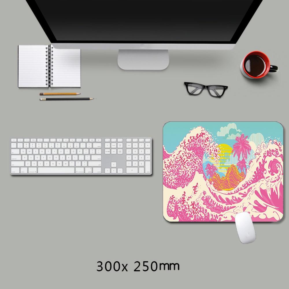 Japan Great Waves Mousepad Japanese Pink Pattern Custom Large Mouse Pad ...