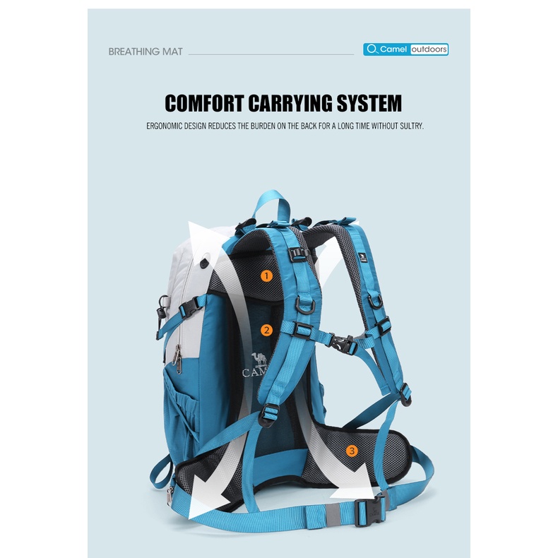 CAMEL CROWN Hiking Bag 40L Outdoor BackpackTraveling Lightweight Large-Capacity Waterproof ...