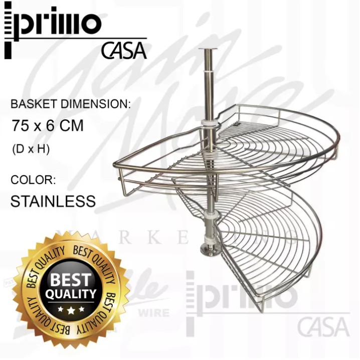 STAINLESS CAROUSEL Basket Kitchen Cabinet Organiser Magic Corner PRIMO ...