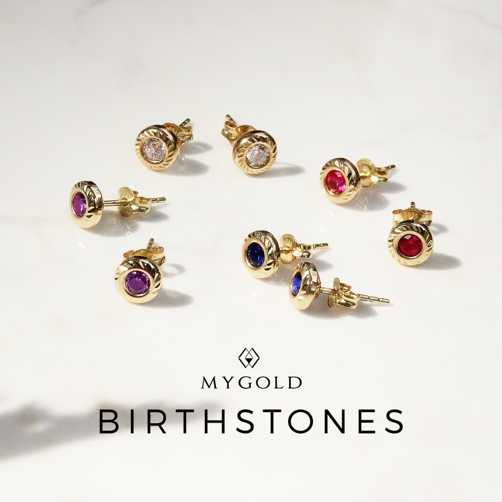 MyGold Pawnable & Authentic 14K Italian Gold Birthstone Stud Earrings ...