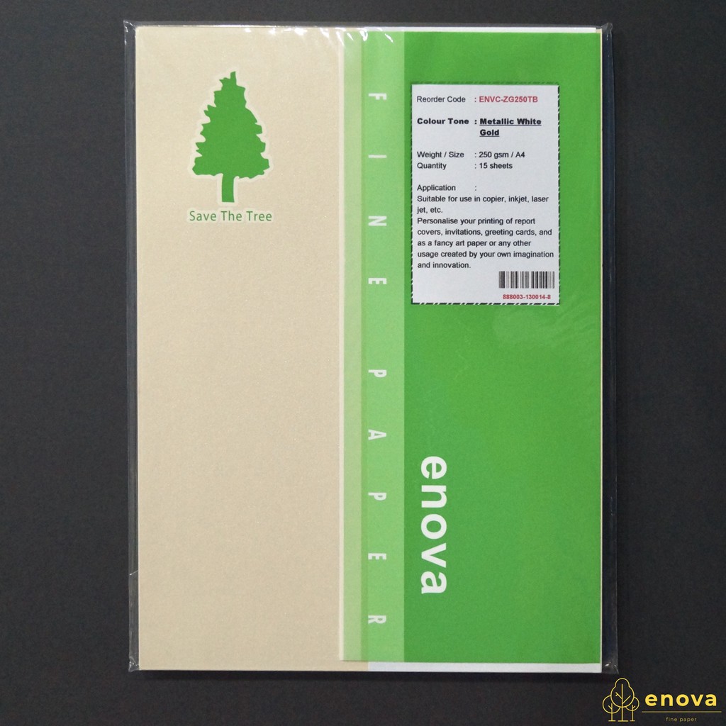 Fancy Art Paper ENOVA | Metallic White Gold | A4 250GSM (Metallic ...