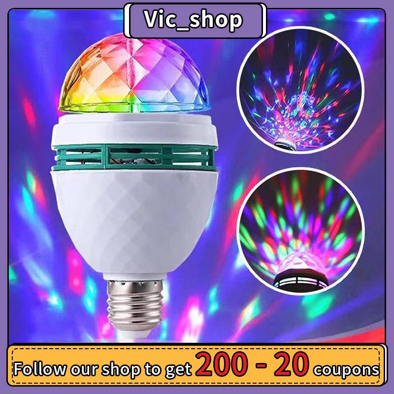 E27 Socket RGB Full Color 360 Degree Rotating LED Party Lights ...