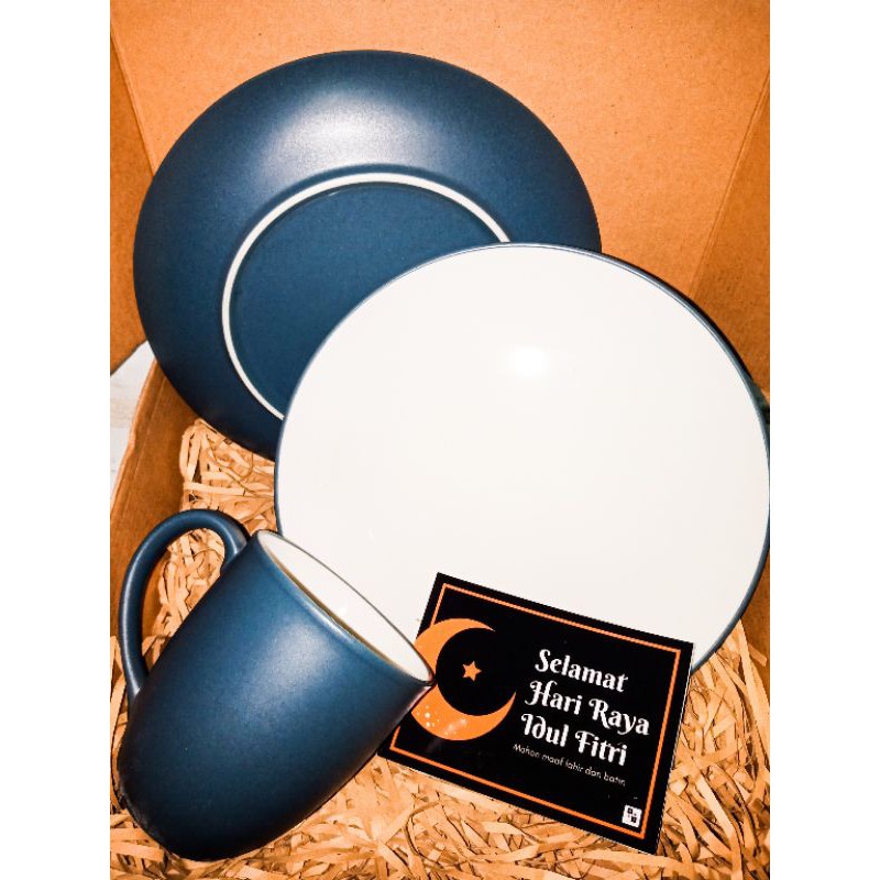 Hampers Plate Blue Ceramic Plate Width Parcel | Shopee Philippines