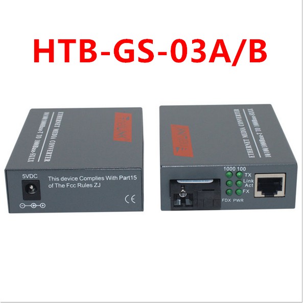 HTB-GS-03 A/B 1000Mbps Gigabit Fiber Optical Media Converter Single Mode Fiber Converter Switch ...