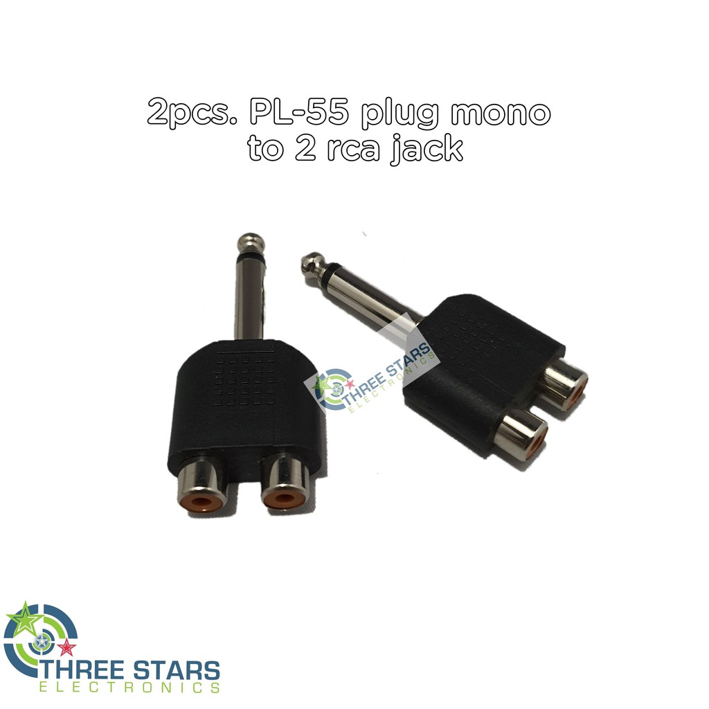 2pcs. 2 RCA Jack to PL55 Mono Plug Adapter | Shopee Philippines