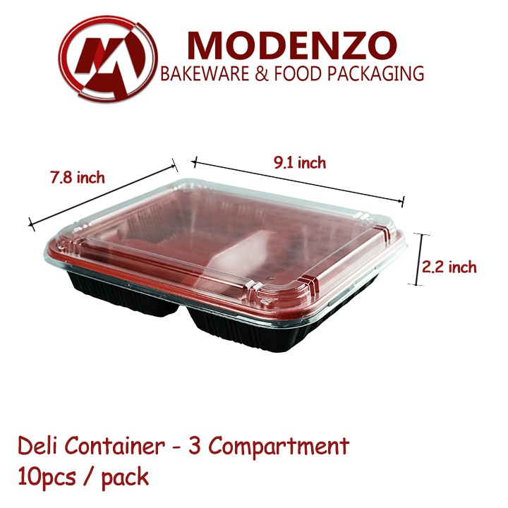 MP107 -Deli Container - 3 Compartment (10pcs per pack) | Shopee Philippines