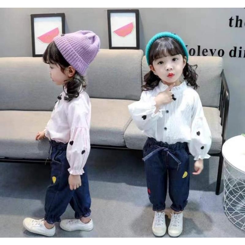 KEMEJA Imported Girls Suits Jeans Shirt size 1 To 4 Years | Shopee ...