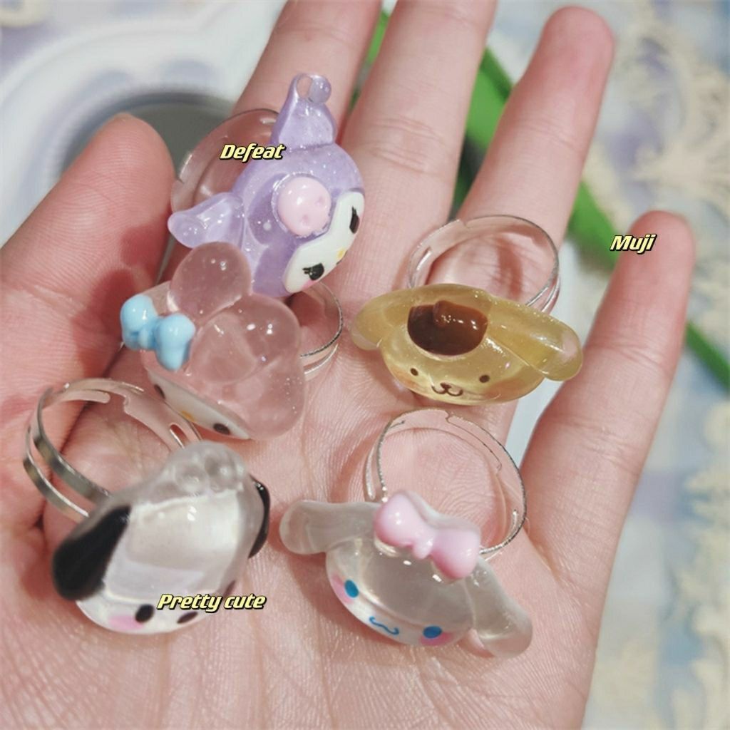 New Kawaii Sanrios Cinnamoroll Dog Rings Cartoon Animal Fashion Jewelry ...