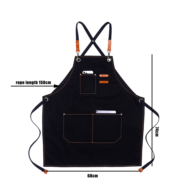 Canvas leather straps Strap-back type Coffee Shop Aprons Barber Working ...