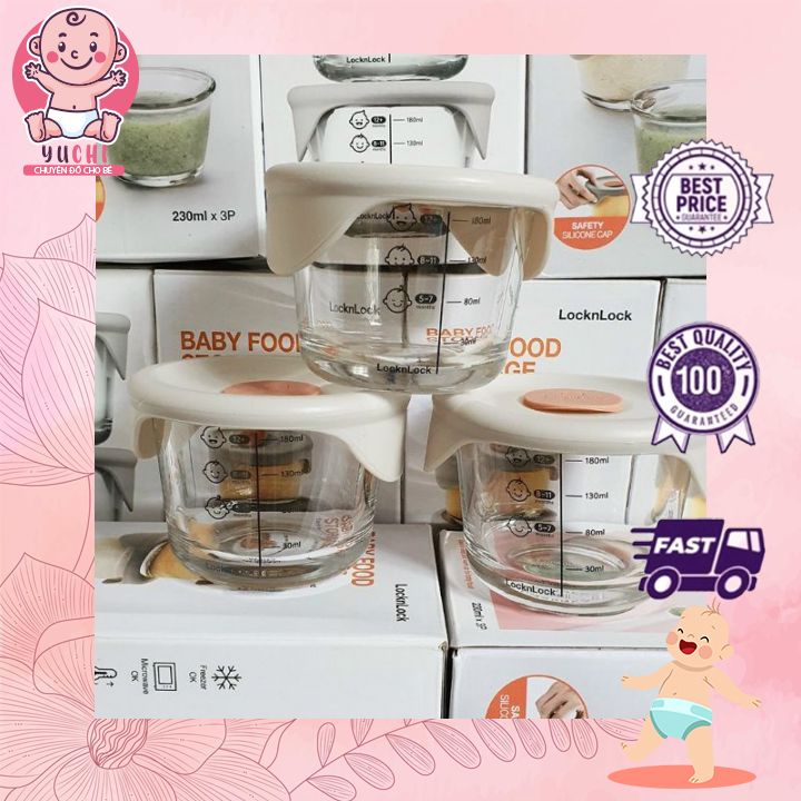 Set Of 3 Glass Boxes - Lock & Lock - With ML Dividers For Babies By ...