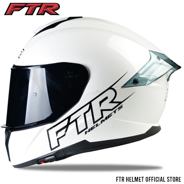 FTR Helmets XR2 Pro - Solid Glossy White Full Face Dual Visor Helmet ...