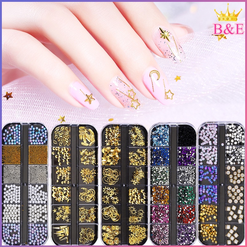 Nail Stone decoration Gold Silver Hollow Nail Art Decorations Nail ...