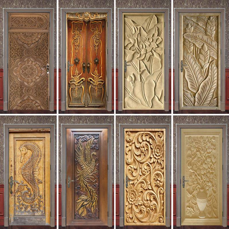 Custom Self Adhesive Waterproof Engraved Texture Wooden Door Sticker ...