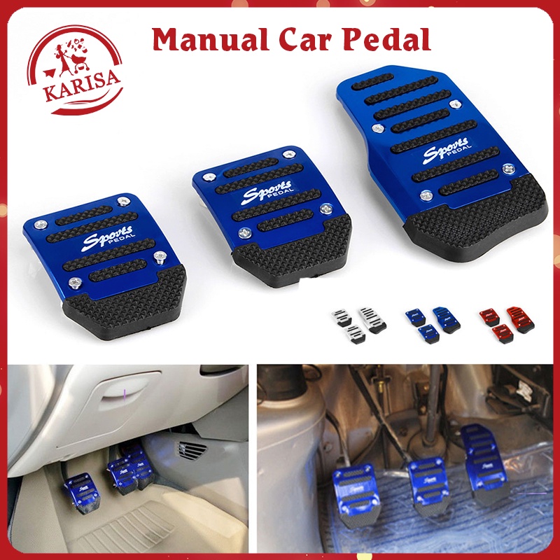 3Pcs Universal Manual Car Pedal Pad Red/Blue Brake and Gas Accelerator ...