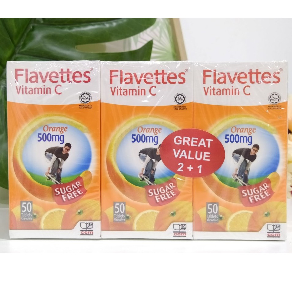 FLAVETTES VITAMIN C 500MG (CHEWABLE) (SUGAR FREE) (50'SX3)(2+1 ...
