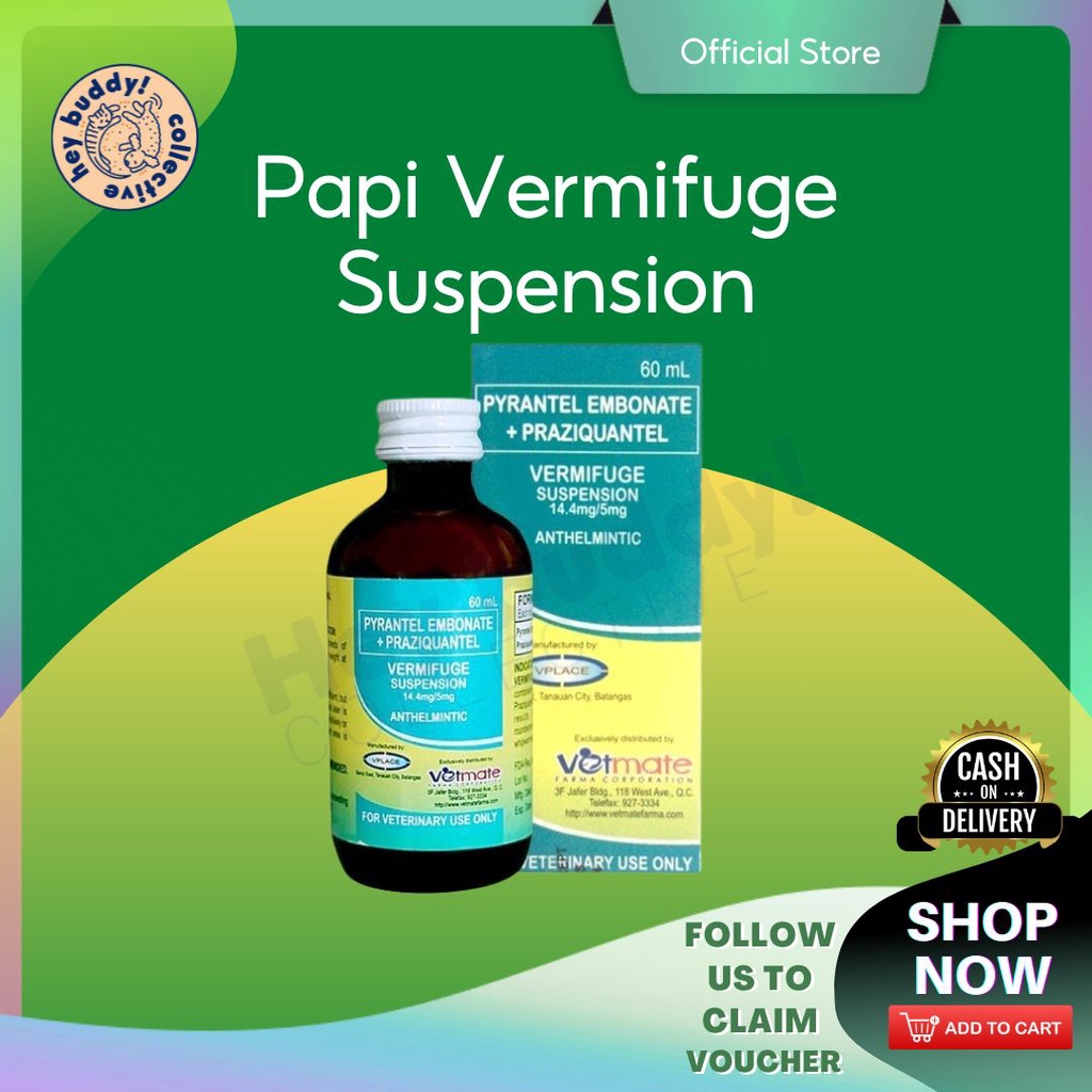 Papi Vermifuge Suspension 30ml & 60ml (Dewormer) | Shopee Philippines