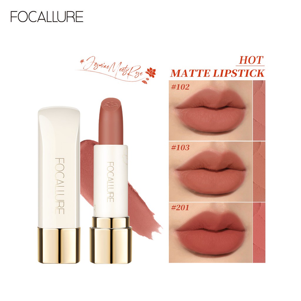 Focallure Natural #JasmineMeetsRose Matte Lipstick High Pigment ...