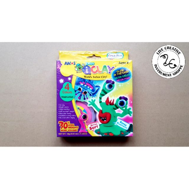 AMOS Extra Soft I-Clay ( Neon/Glow in the Dark Set ) - 4 Colours | Shopee Philippines