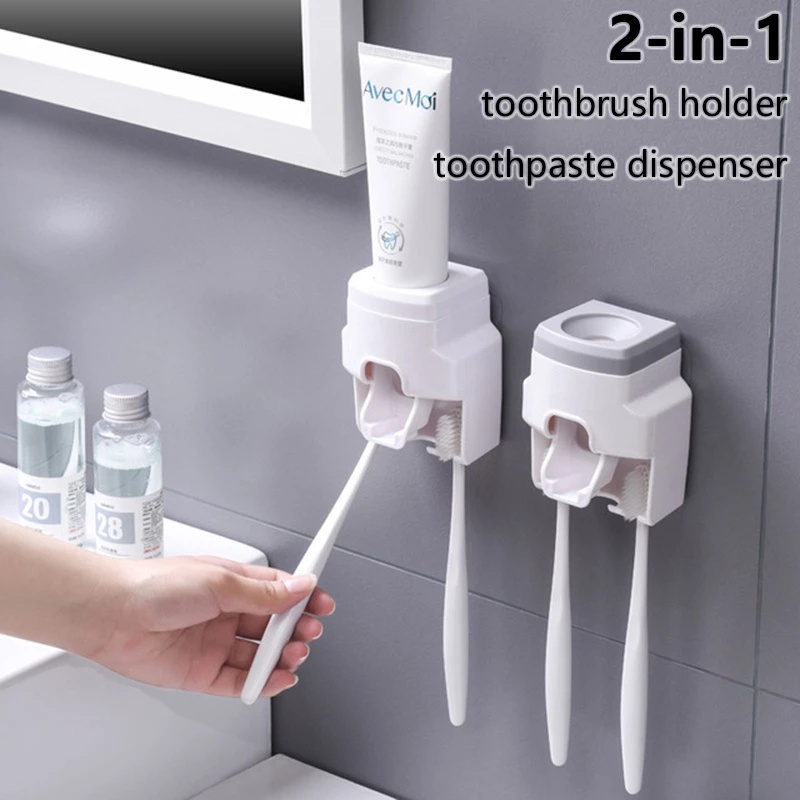 Creative Wall Mounted Automatic Toothpaste Toothbrush Rack/ Toothpaste Lazy Squeezing Device ...