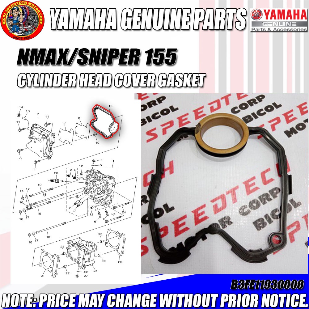 NMAX/SNIPER 155 /AEROX/MT-15 GASKET CYLINDER HEAD COVER (YGP) (GENUINE ...