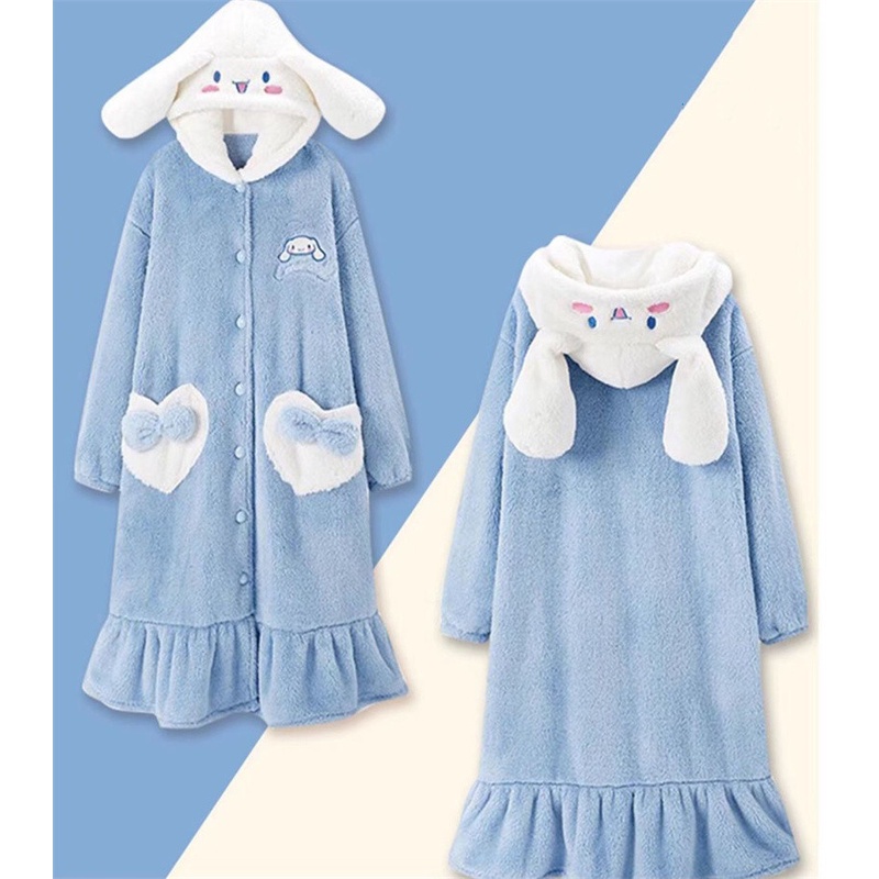 2022 Cute Kuromi Cinnamoroll My Melody Women Hooded Robes Winter Warm ...