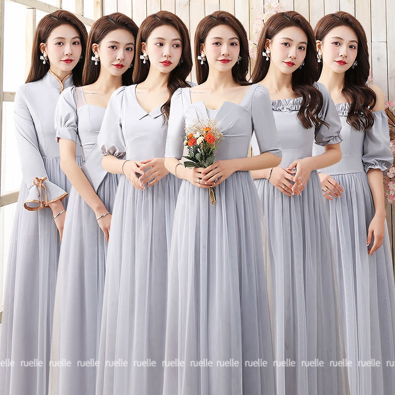 New Bridesmaid Grey Dress Sister Dress Hepburn Style Bridesmaid Group ...
