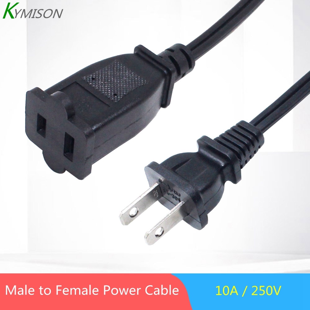 US Canada 2-prong Male To Female Power Extension Cable, NEMA 1-15P To 1 ...