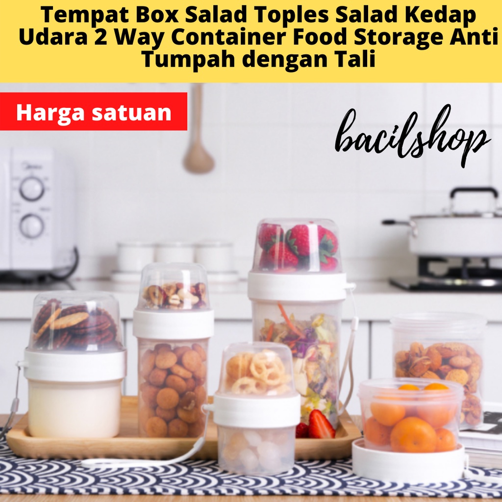 Airtight Salad Jar Salad Box 2 Way Spill-Proof Food Storage Container ...