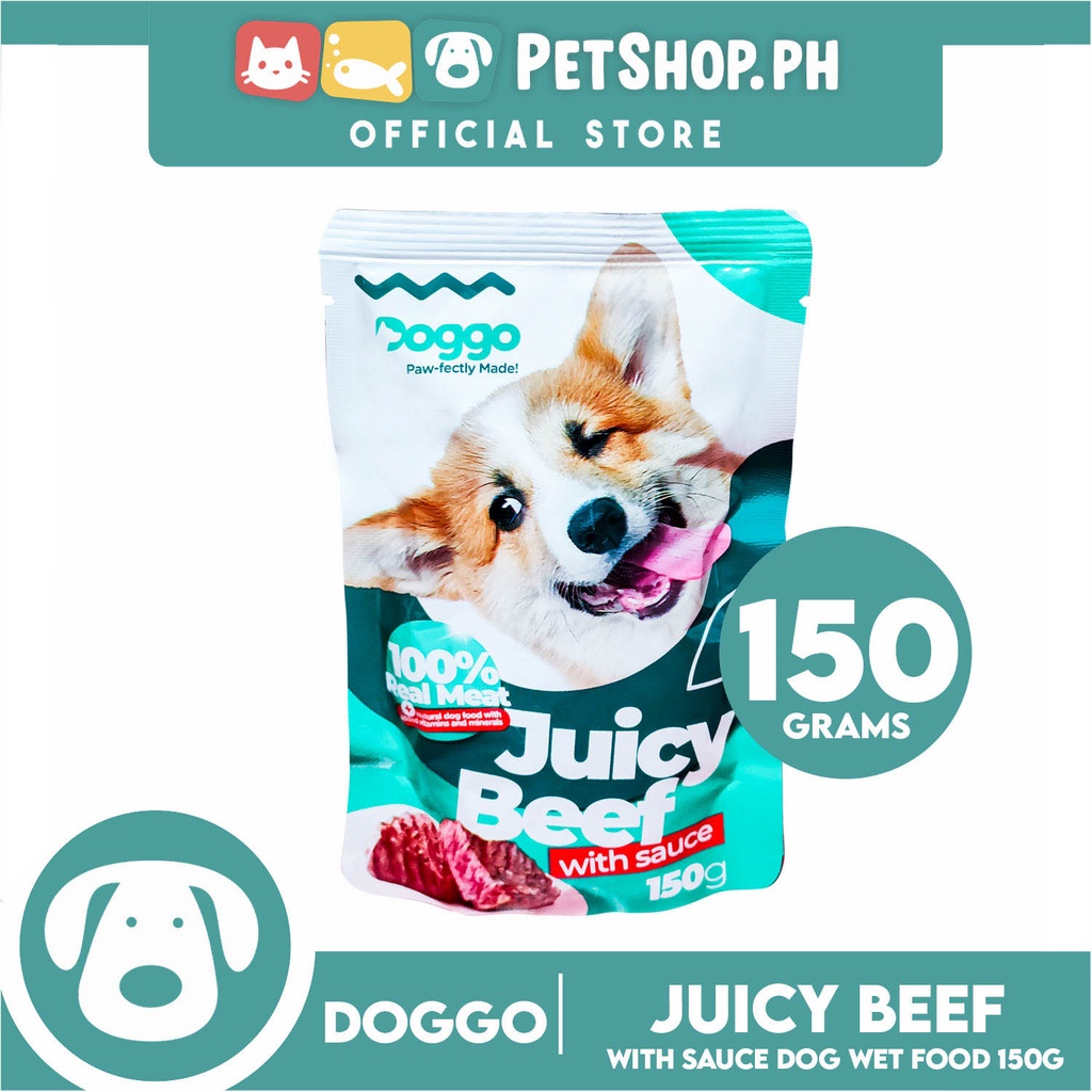 Doggo Juicy Beef with Sauce Dog Wet Food 150g | Shopee Philippines