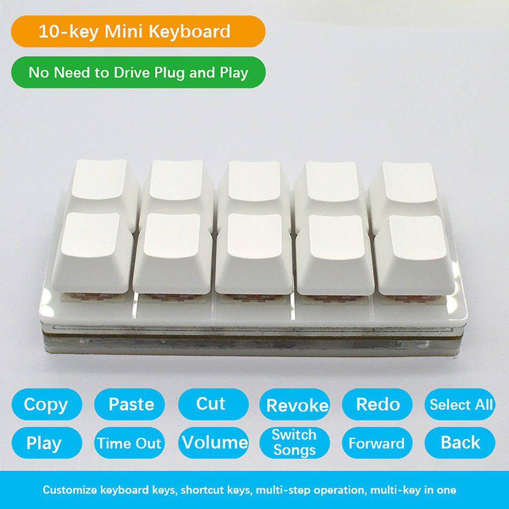 10-key Keypad Mechanical Keyboard DIY Custom USB Programming Copy Paste ...