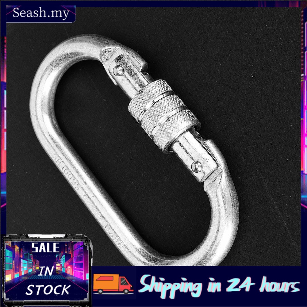 【HOT】 25KN Silver Alloy Steel Outdoor Safety Lock O-shaped Buckle Rock ...