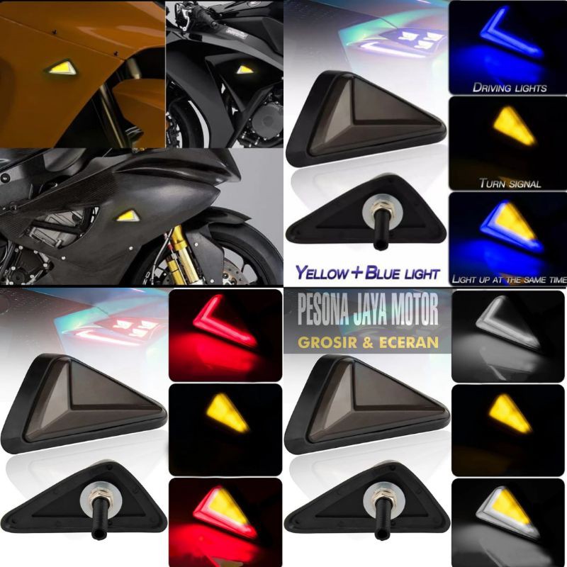 Universal 2-Mode Neon Triangle Turn Signal Lamp for R15, Cbr150r, Gsx ...