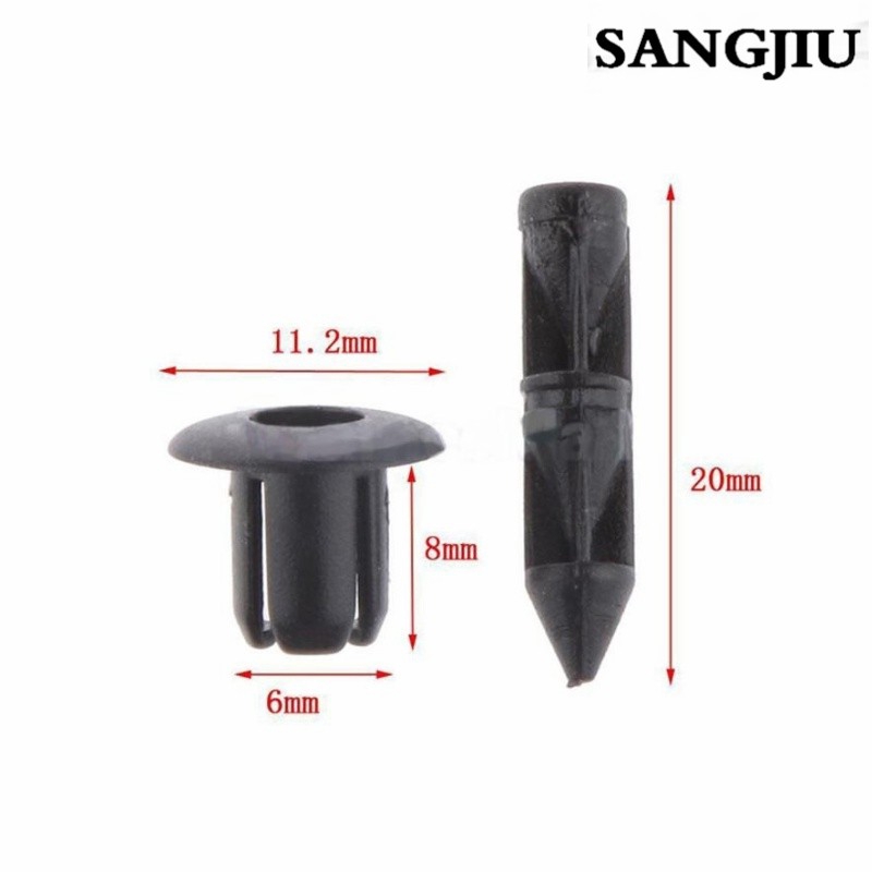 50pcs 6mm Hole Black Plastic Push In Type Rivets Fastener Pin Clips ...