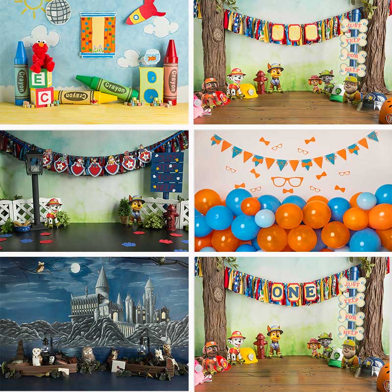 8 Options Cute Cartoon 3D Backdrops For Children Birthday Party ...