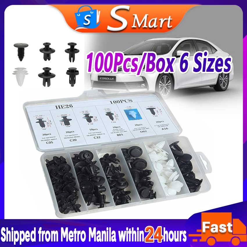 100pcs Auto Fastener Screw Rivets Clips kit For Car Bumper Fender trims ...