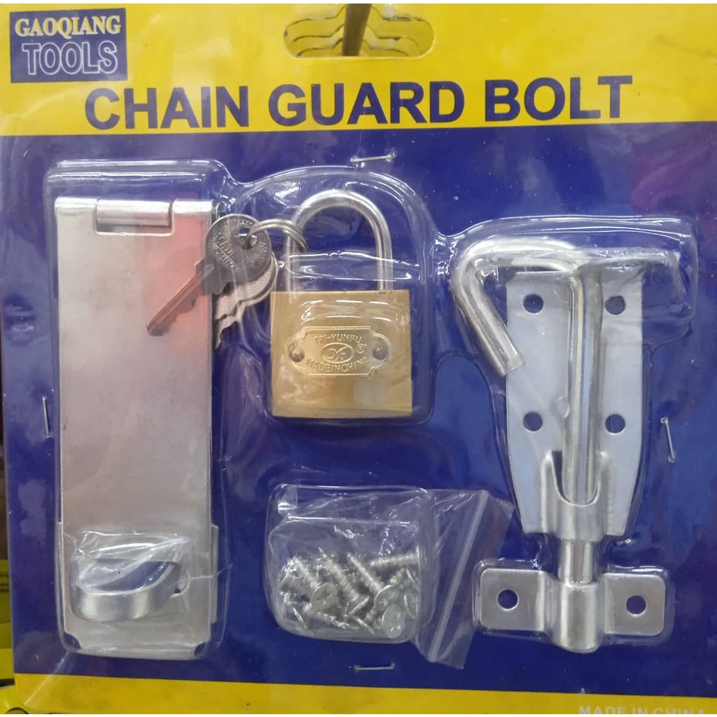 SAFETY DOOR LOCK 3IN1 SET (PADLOCK, SAFETY HASP, BARREL BOLT) BIG ...