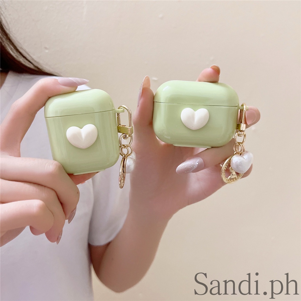 Simply White Green Love Pendant Color For Apple Airpods Gen 2 Silicone ...