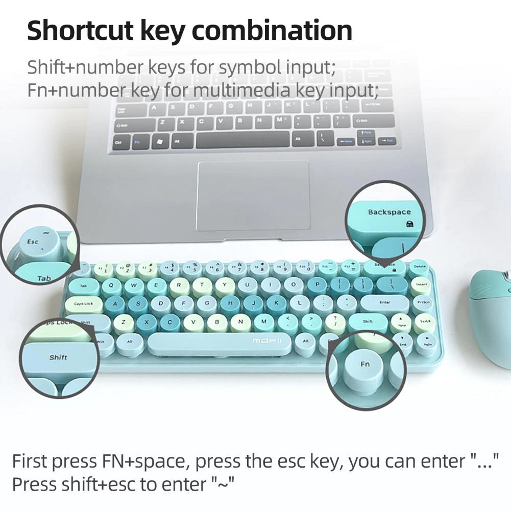 MOFii Idol Nice Looking Wireless Cute Mini Keyboard and Mouse Set Retro ...