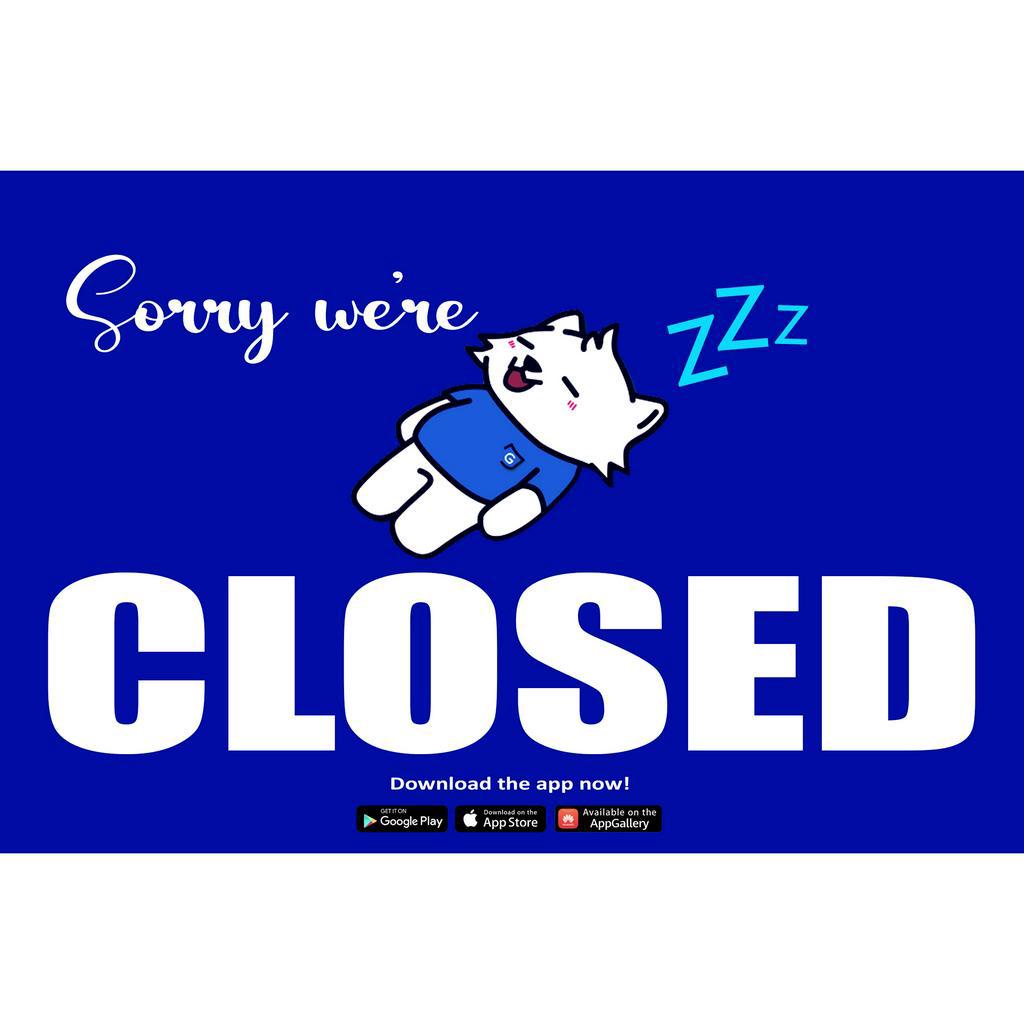 BACK TO BACK GCASH AVAILABLE HERE AND SORRY WERE CLOSED SIGNAGE PVC ...