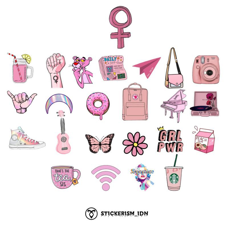 STICKERS WATERPROOF PINK AESTHETIC STICKERS FOR LAPTOP AND CASING ...
