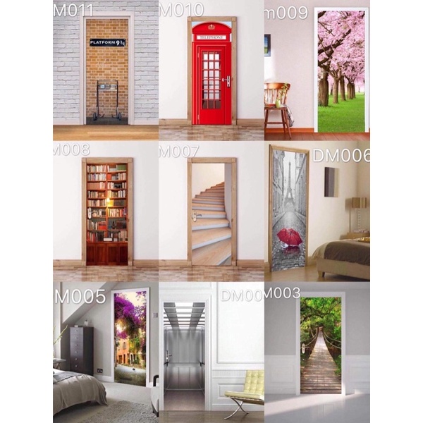 3D Door Sticker Door Wrap Wall Sticker Mural Wallpaper Poster Self ...