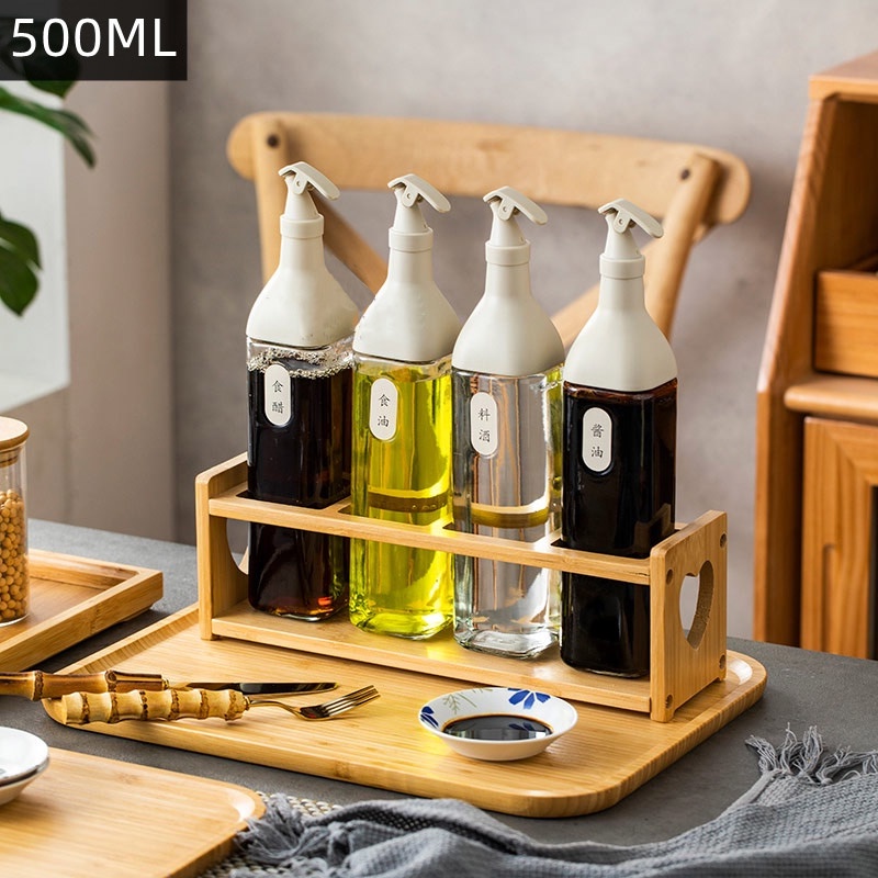 Glass oil seasoning bottle for soy sauce condiments bottle set ...