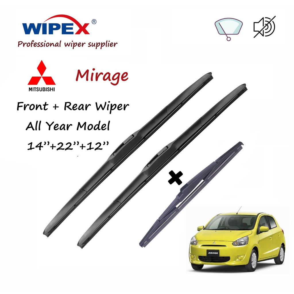 （Wipex Quality)Mitsubishi Mirage Wiper Blade Set (Front/Rear) for All ...