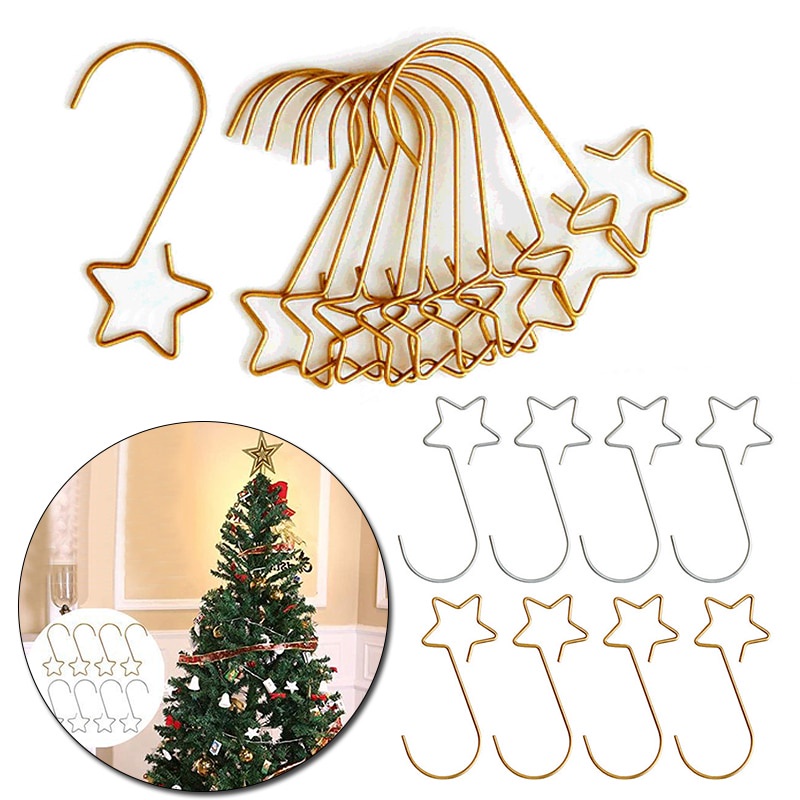20pcs /Christmas Star Hook Hanging Ornament Xmas Tree Garland Socks ...