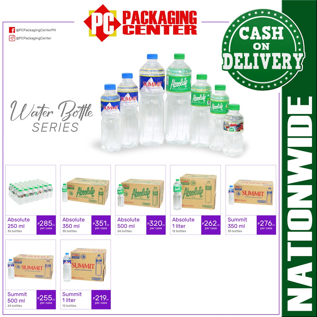 Absolute and Summit Water Bottle All Sizes by per case, COD Nationwide ...